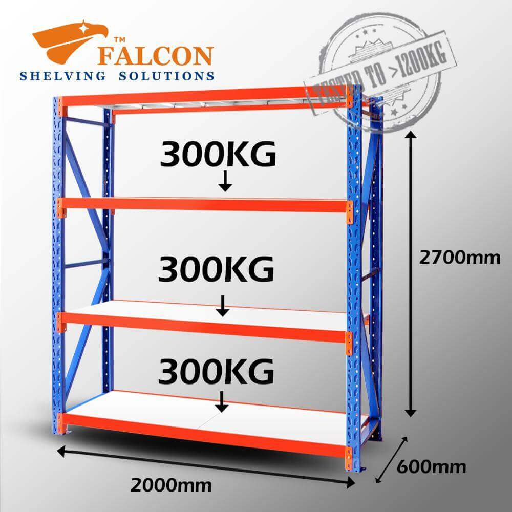 Heavy Duty Shelving 2.0mWx0.6mDx2.7mH Starter 300Kg/L